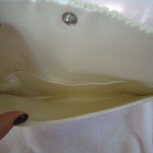 Bags | Vintage Satin Ivory Floral Beaded Clutch Purse | Poshmark